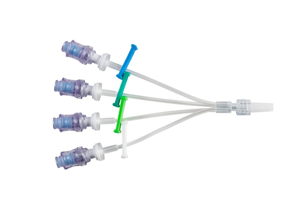 Quad Lumen Needle-Free Extension Set with Anti-Reflux valves, 10cm ...